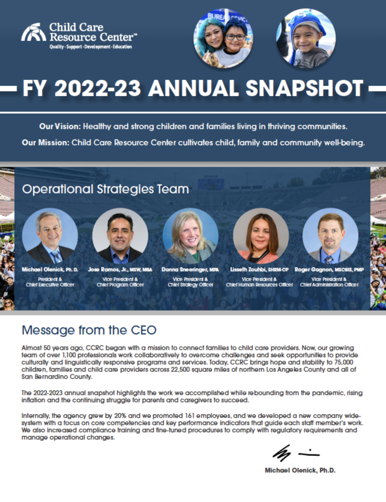 Financial Summary - Child Care Resource Center (CCRC)